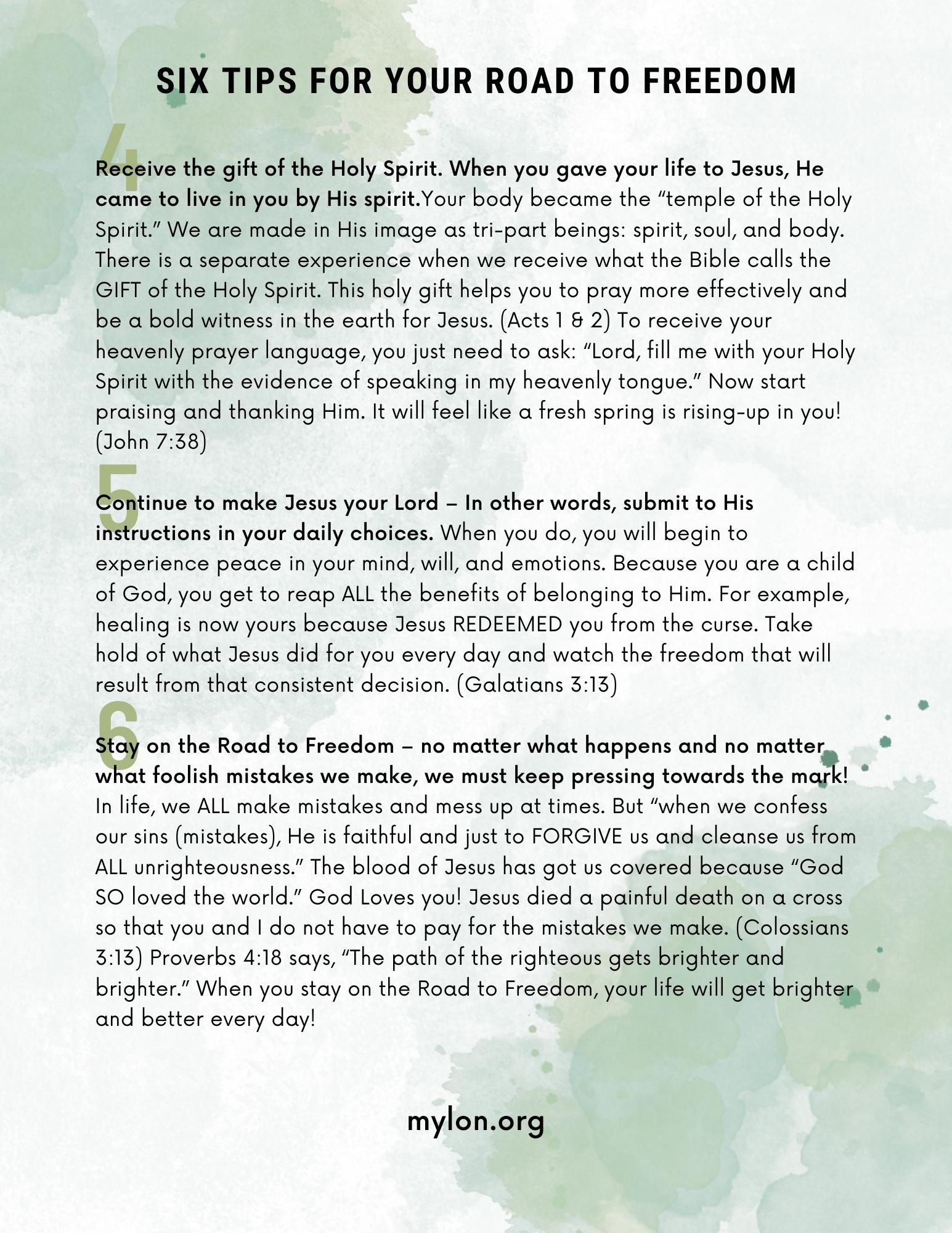 Six Tips for Your Road to Freedom - Honoring the Legacy of Mylon Le Fevre